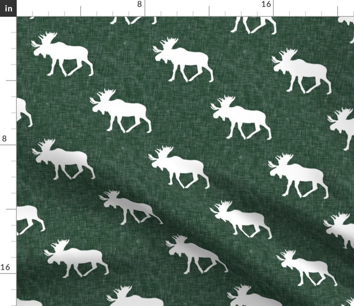 Moose Fabric Moose Hunter Green by Littlearrowdesign - Etsy