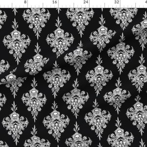 Skull Damask Fabric Skull Flower Damask Negative by Thecalvarium Skull ...