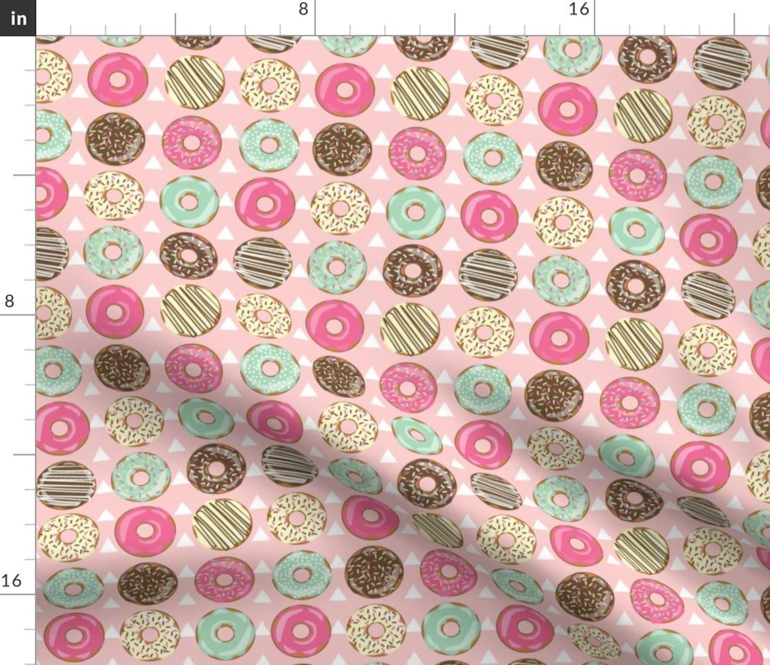Donuts Fabric Colorful Frosted Donuts Pink Chocolate Aqua - Etsy