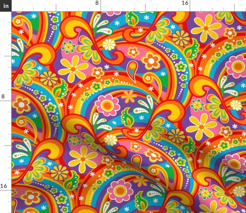 1960s Fabric 60's Psychedelic Flower Power by Mia Valdez - Etsy 1960s Fabric 60's Psychedelic Flower Power by Mia Valdez - Etsy