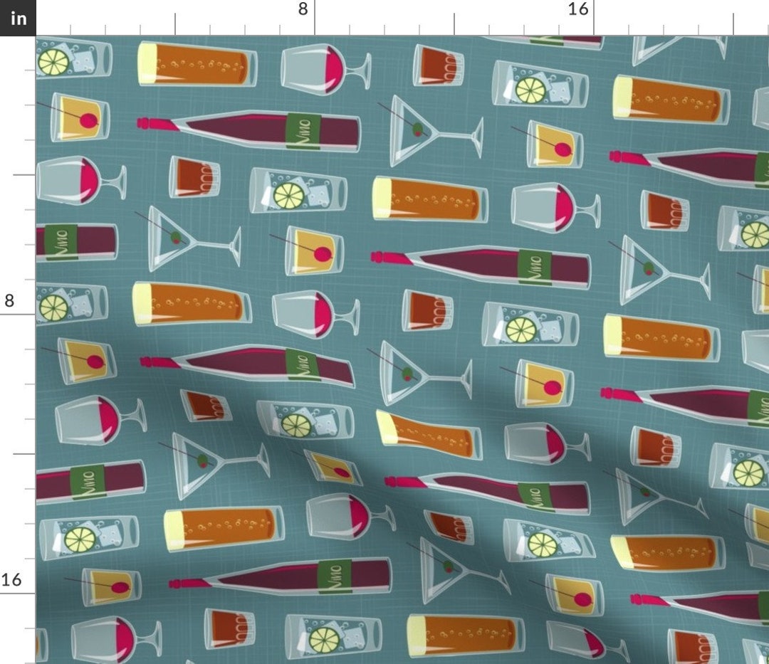Cocktails Fabric Alcohol O'clock by Dearchickie Cocktails Wine Beer ...