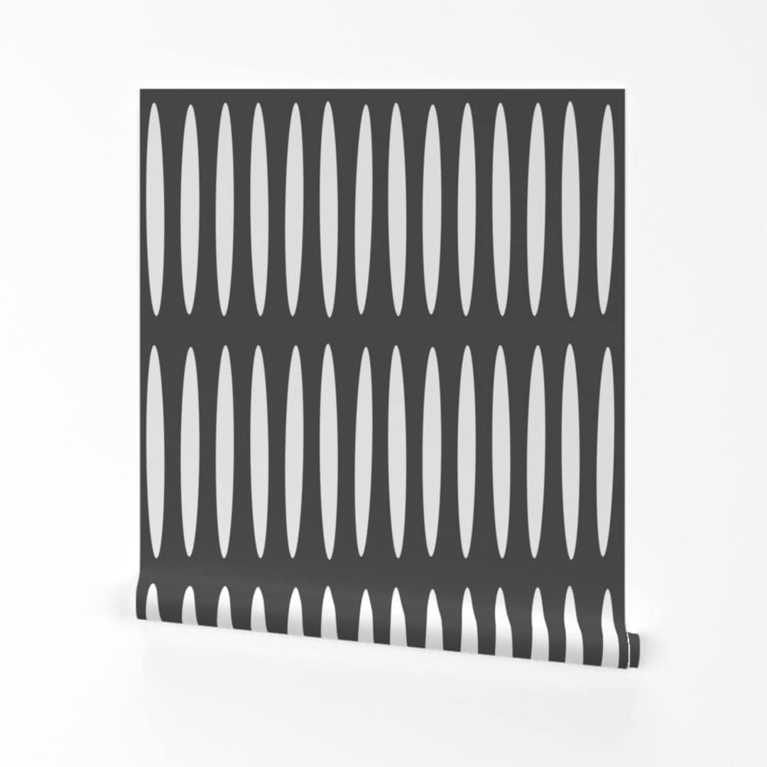 Ellipse Charcoal Wallpaper - Ellipse Black by Wren Leyland - Geometric ...