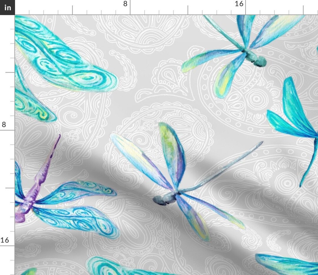 Dragonfly Fabric Dragonflies on Paisley by Gingerlique Dragonflies ...