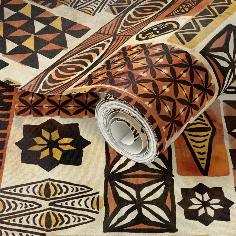 Hawaiian Tapa Wallpaper Mixed Tapa by Woodyworld Hawaiian - Etsy