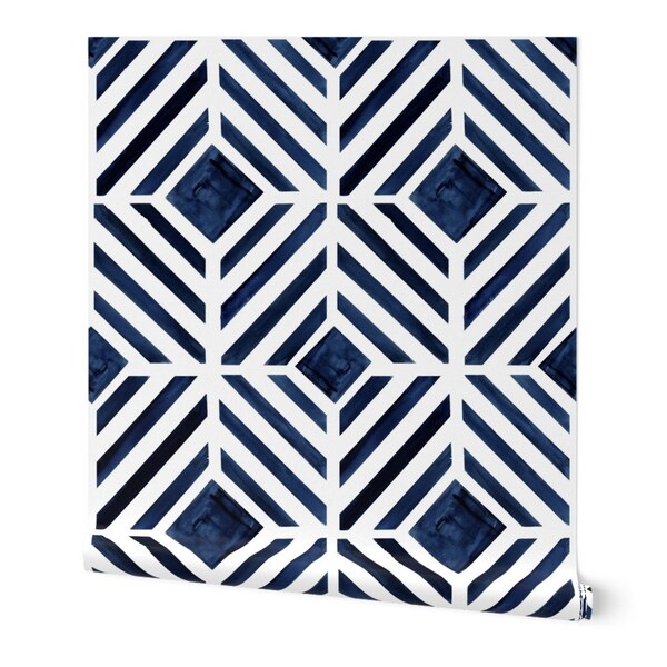 Navy Blue Tile Wallpaper - Etsy