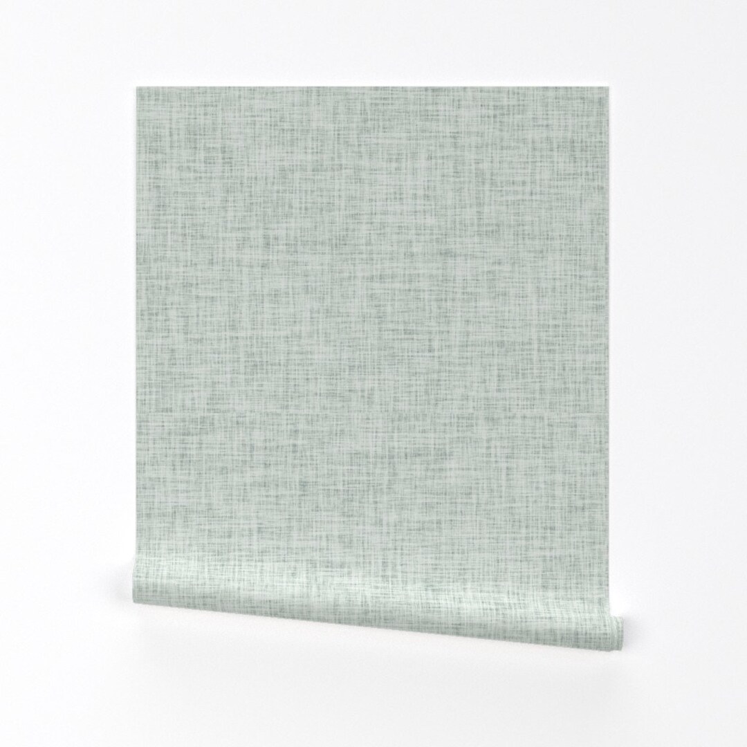 Linen Look Wallpaper Pistachio by Ivieclothco Green White Faux Texture ...