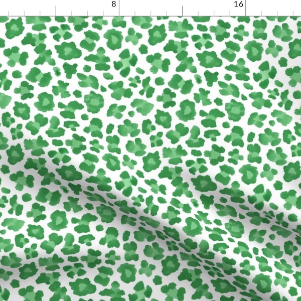 White With Green Print Fabric - Etsy