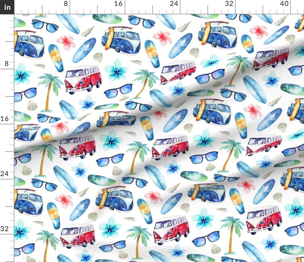Watercolor Boho Surf Fabric Surfing Pattern by Peace_shop - Etsy