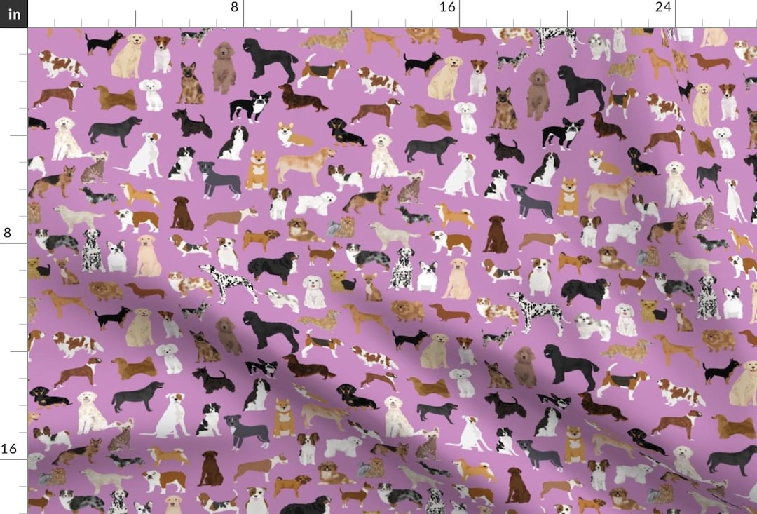 Purple Dog Fabric - Cute Dog Purple Breed Person Dog Lovers Dog ...