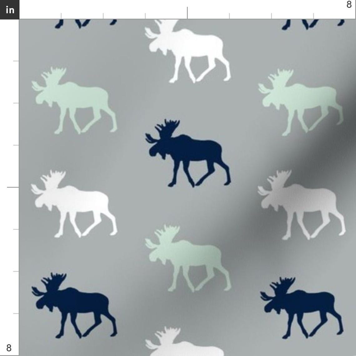 Moose Fabric - Multi Moose on Grey (small Scale) / Northern Lights ...