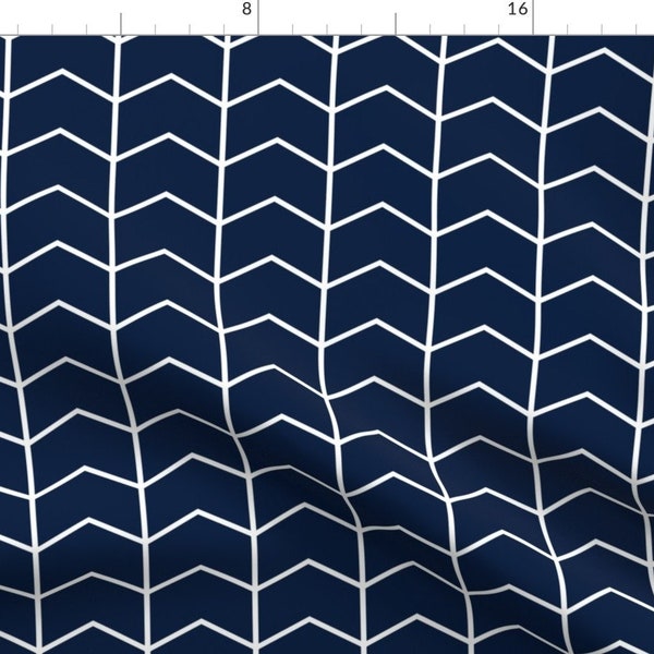 Navy Chevron Fabric - Etsy