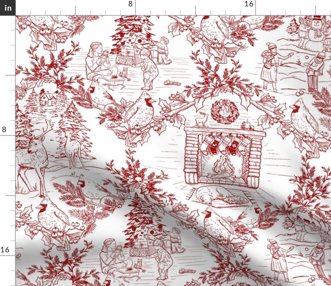 Traditional Holiday Fabric Traditional Christmas Toile by Whimsical ...