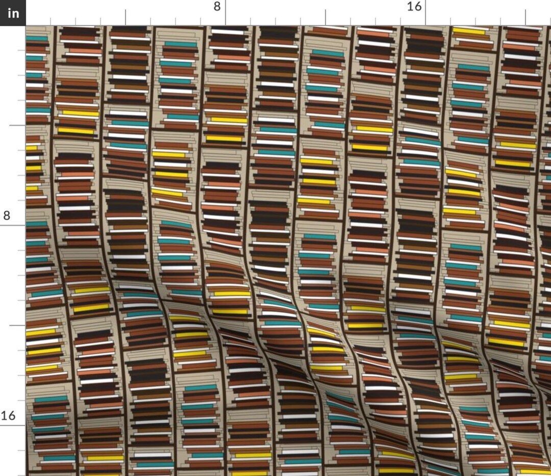 Books Library Literature Pattern Fabric Library by Lucy Elizabeth Book ...