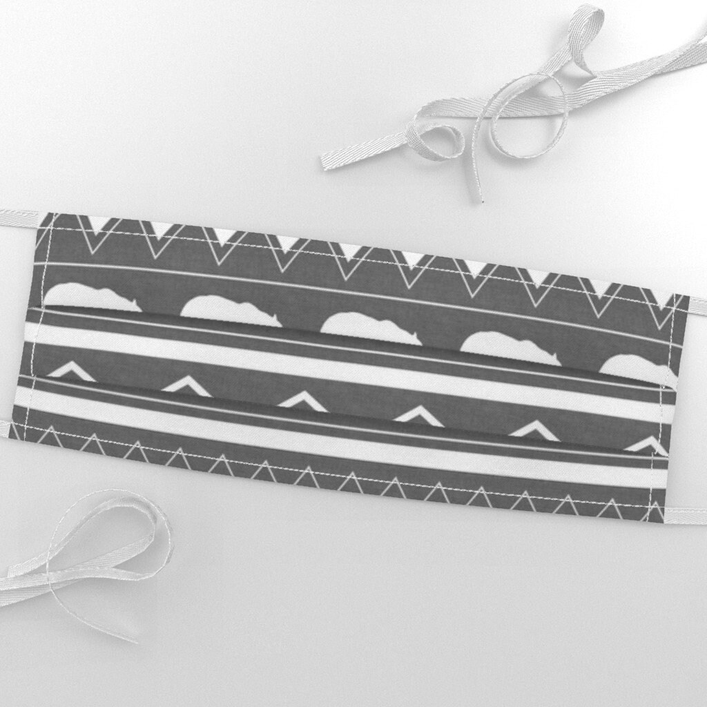 Bear Fabric Bear Tribal Pattern In Gray And White By | Etsy