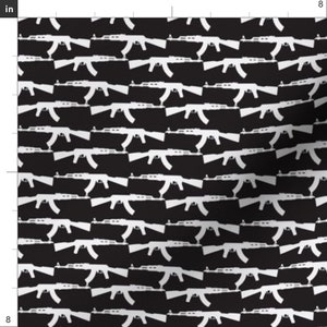 Gun Fabric Guns White on Black by Weebeastiecreations Gun - Etsy