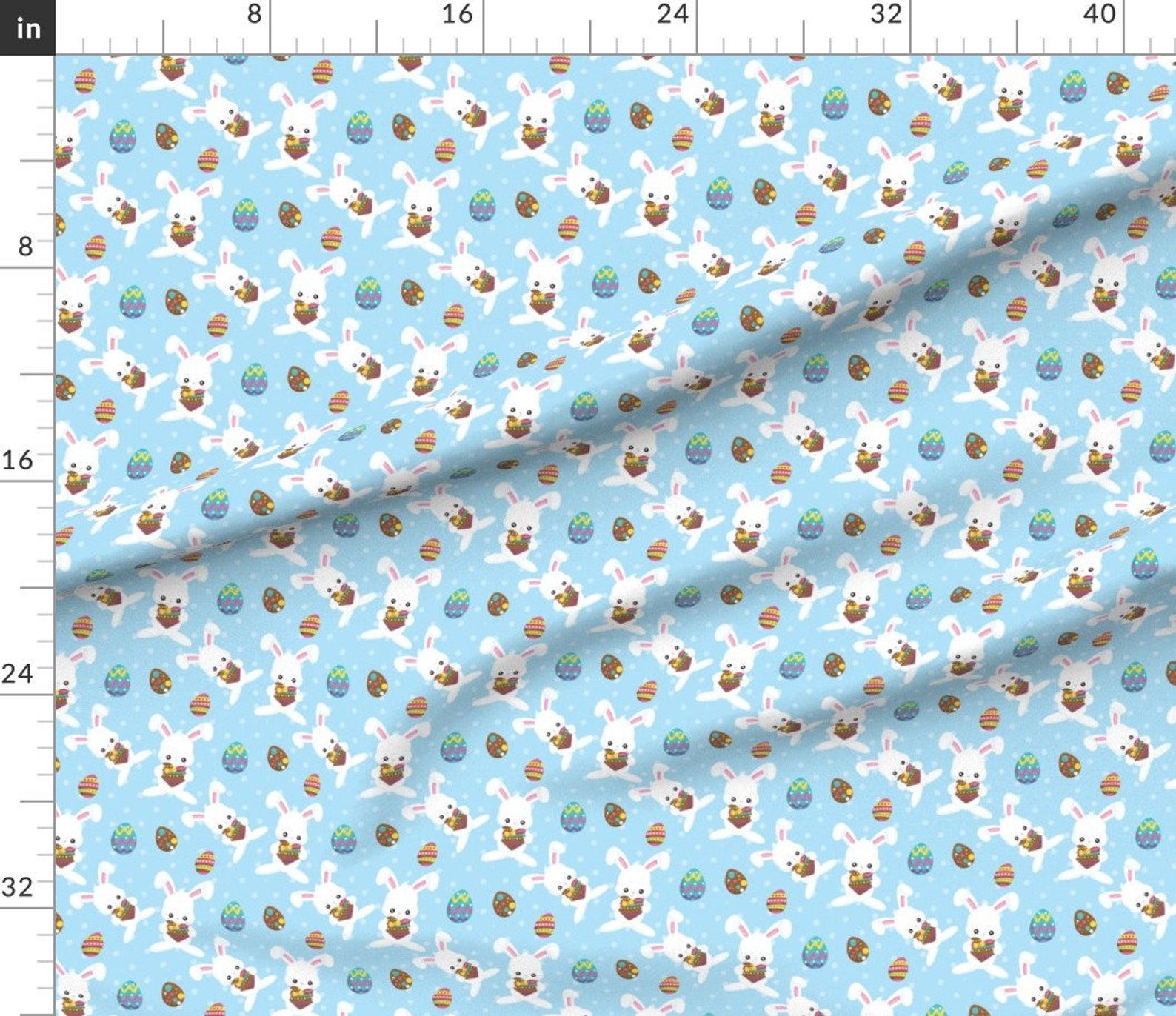 Easter Bunny Fabric Easter Fun 02 By Prettygrafik Happy | Etsy