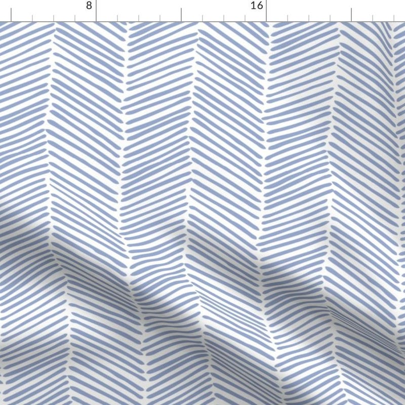 Blue Chevron Fabric - Etsy