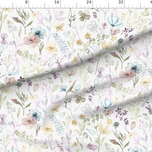 Spring Watercolor Floral Fabric Spring Floral Meadow Large - Etsy