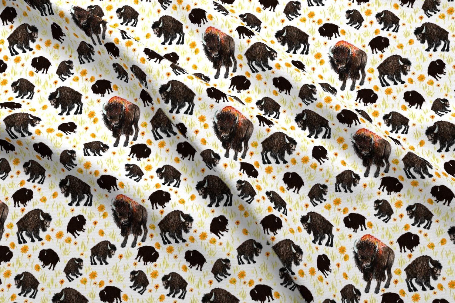 Buffalo Fabric Bison 1 By Jadegordon Buffalo Bison | Etsy