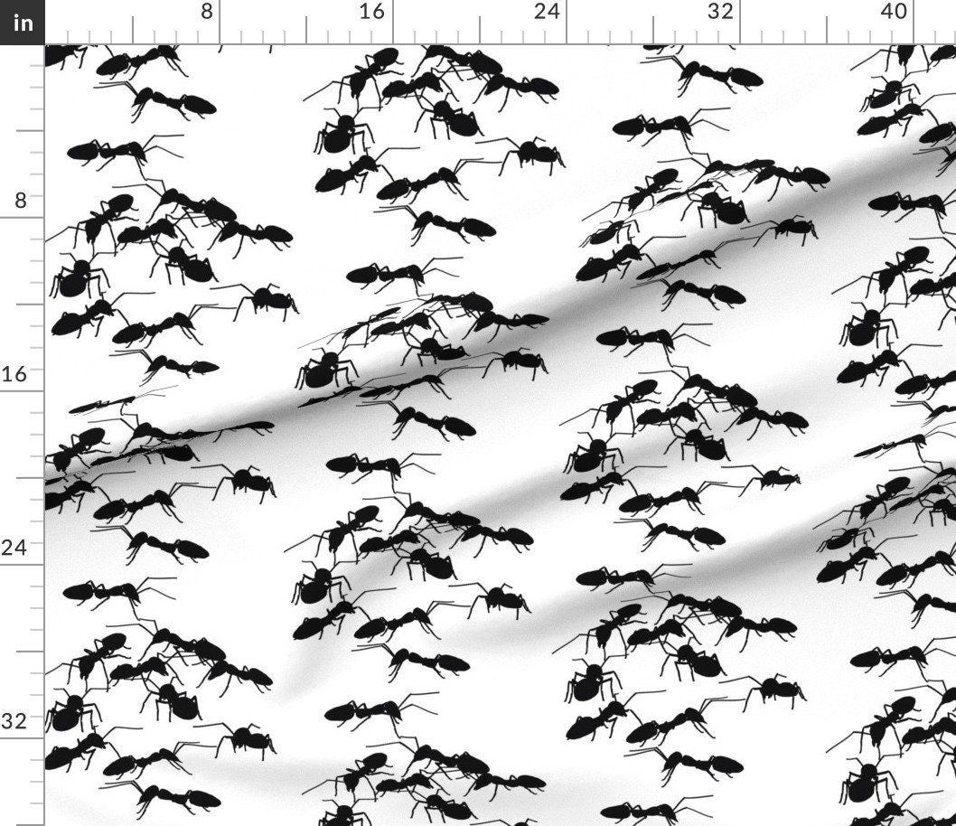 Ants Fabric Black on White Summer Picnic Ants Monochrome Bug | Etsy