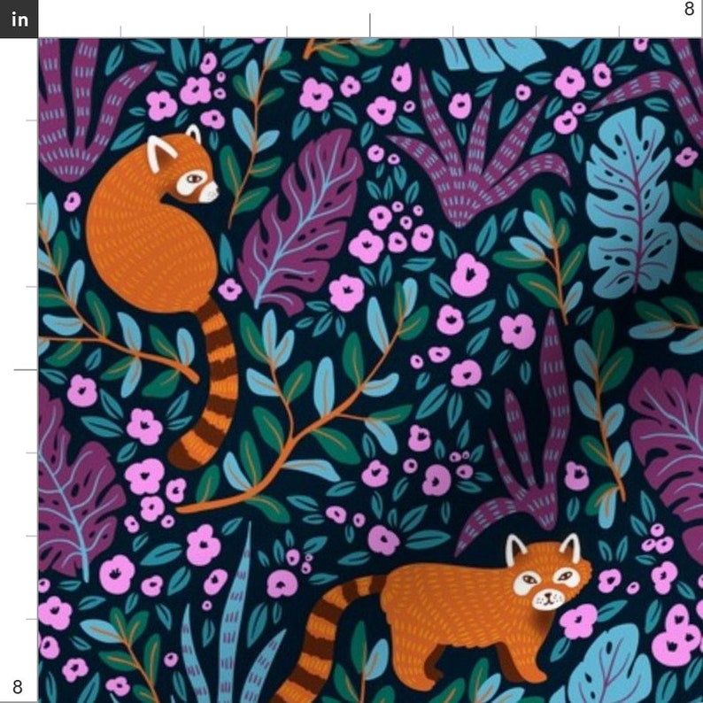 Red Panda Fabric Red Pandas in the Bush by Alenkakarabanova | Etsy