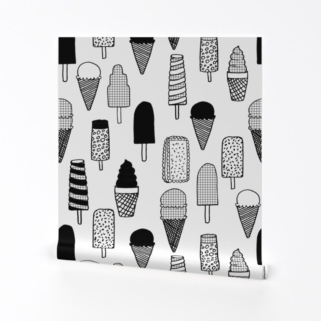 Ice Cream Wallpaper - Ice Cream Cones Black White by Andrea Lauren ...