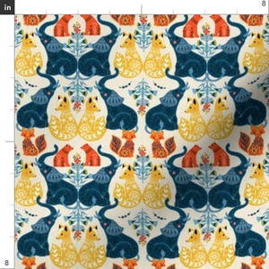 Elephant Yellow and Blue Safari Pattern Fabric Animal Prints by ...