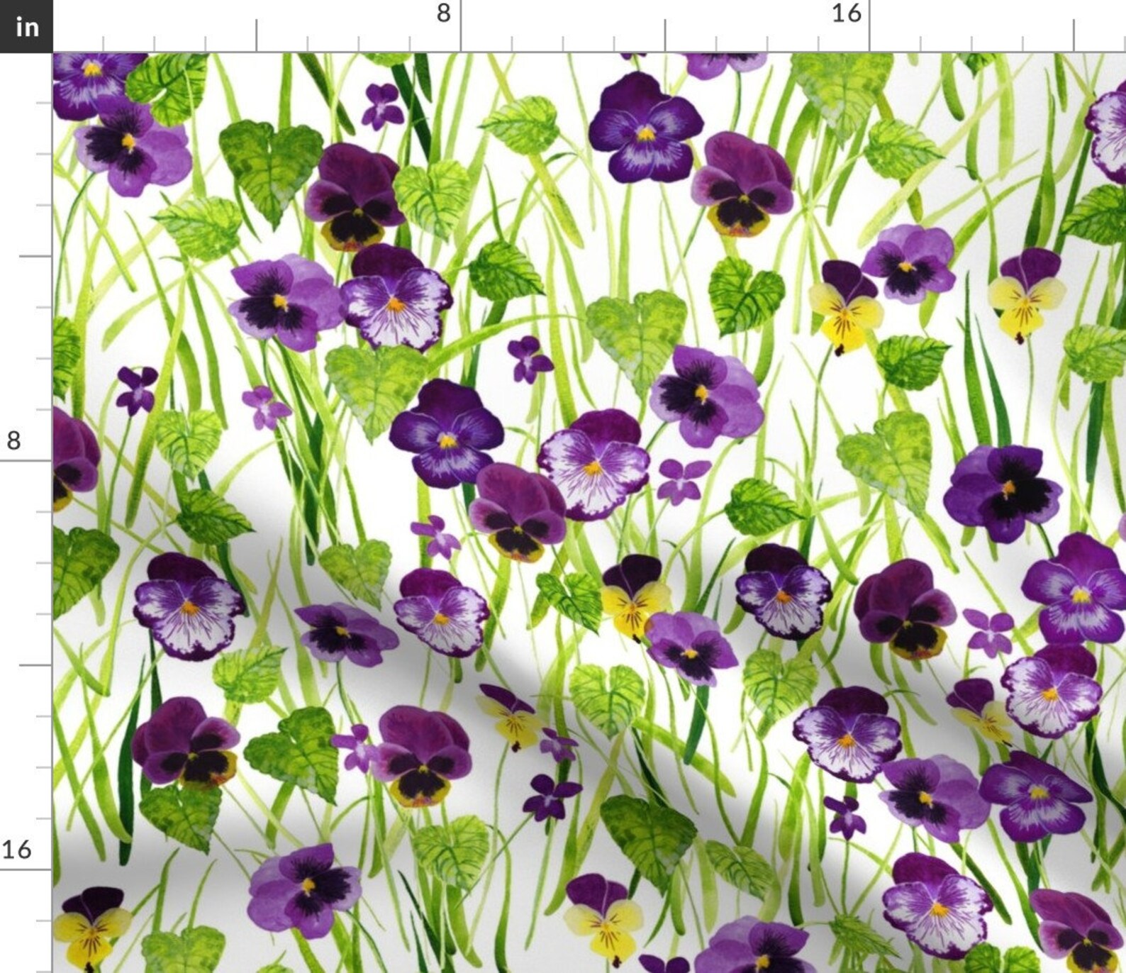 Pansy Fabric Pansies White by Katebillingsley Spring Flower - Etsy