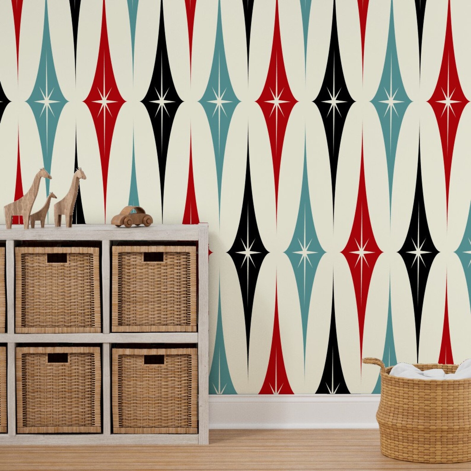 Mid Century Mod Wallpaper Starburst Diamonds by Studioxtine - Etsy