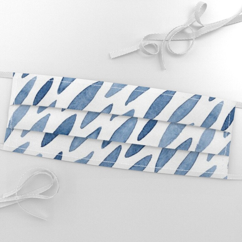 Blue White Abstract Watercolor Fabric Shoal By Dinaramay | Etsy