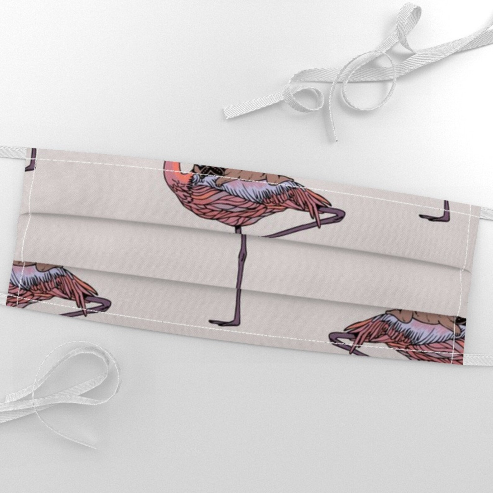 Flamingo Pug Friends Illustration Fabric Flamingo And Pug By | Etsy