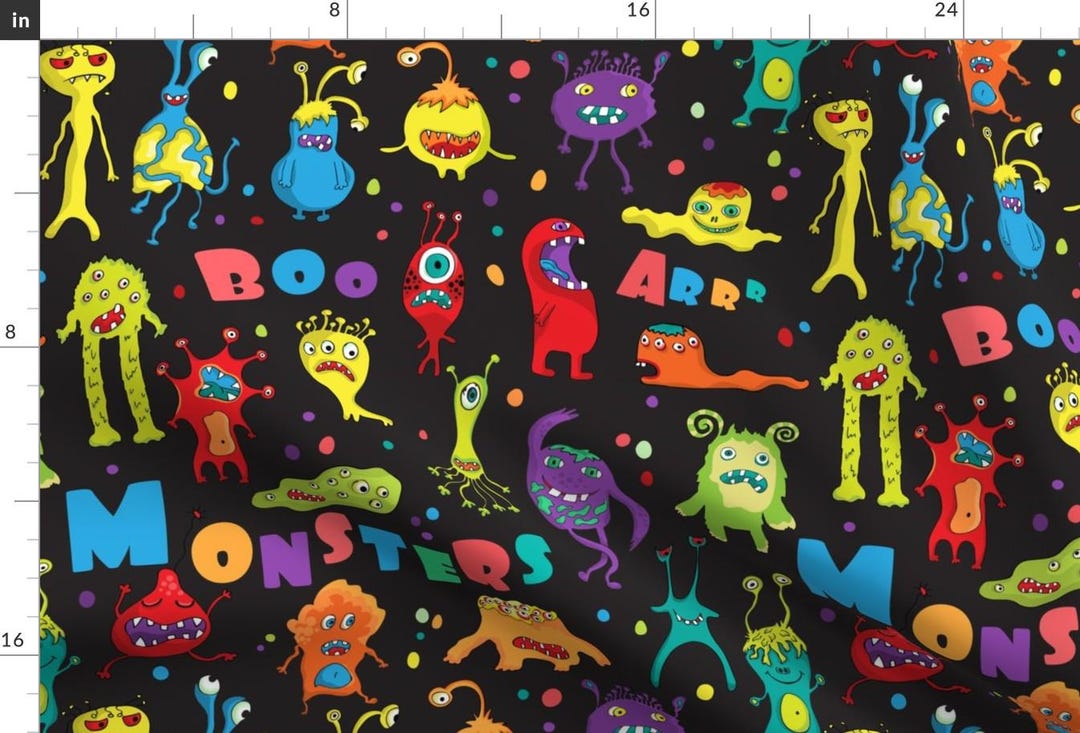 Monsters Fabric - Monsters by Lidiebug - Monster Beast Alien Scary Cute ...