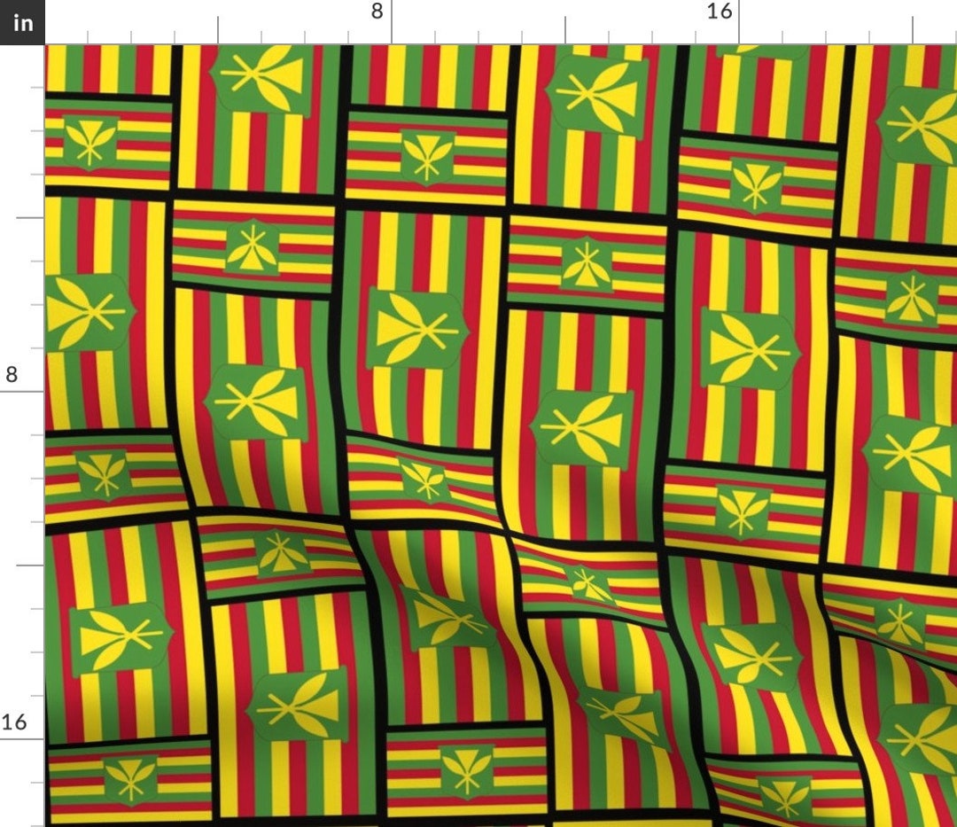 Hawaii Flag Yellow Red Green Fabric Kanaka Maoli Flag Cultural Pride by ...