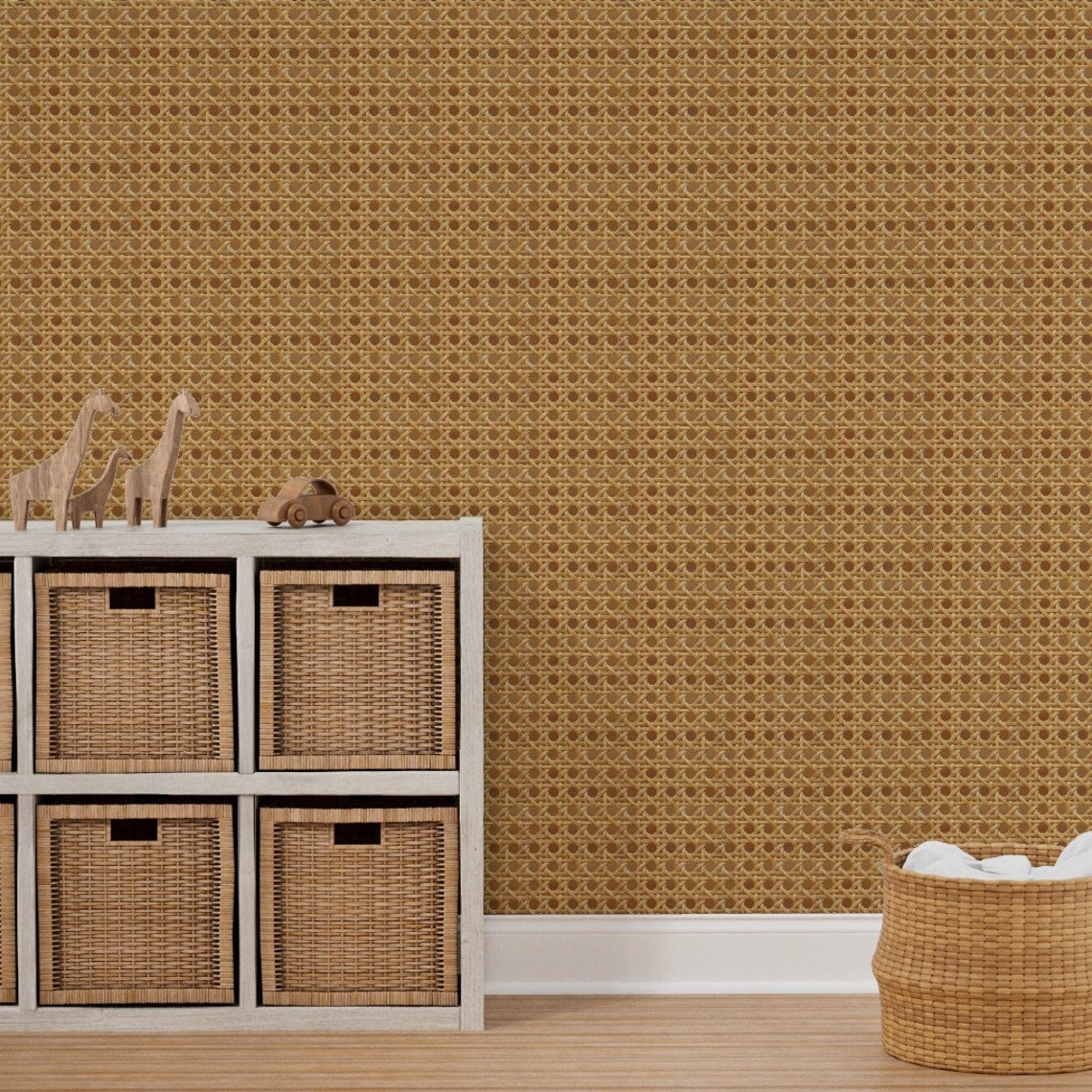 Rattan Wallpaper Rattan 1-ed by Lindaglass Brown Yellow - Etsy