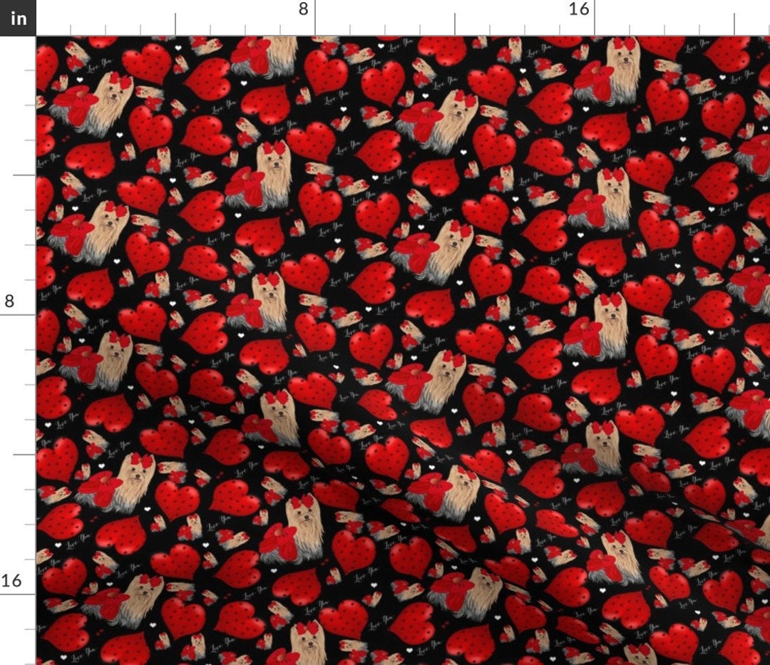 Yorkie Fabric Yorkie Loves Savannah Hearts by Sherry-savannah Yorkshire ...