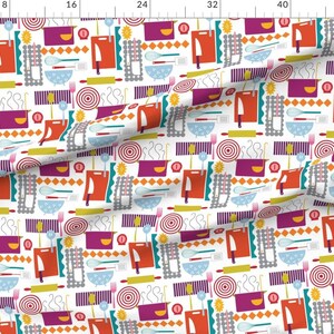 Kitchen Utensil Fabric - Cooking Dinner by Katerhees - Rainbow Mod ...