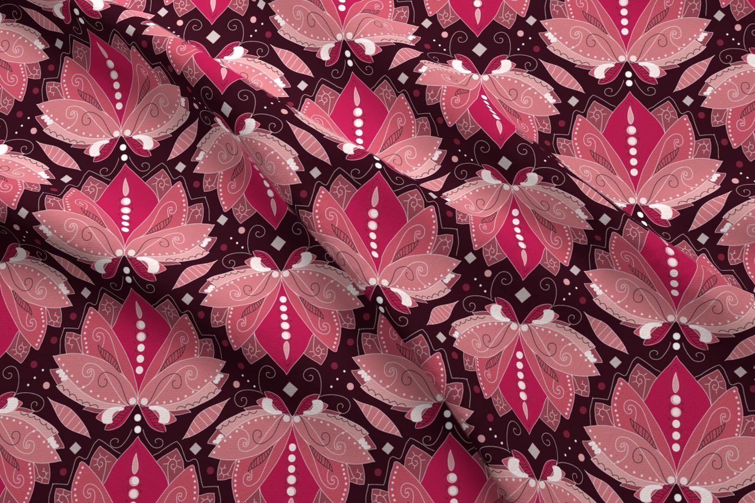 Lotus Fabric 1920 Lotus Flower By Cathleenbronsky 1920s | Etsy