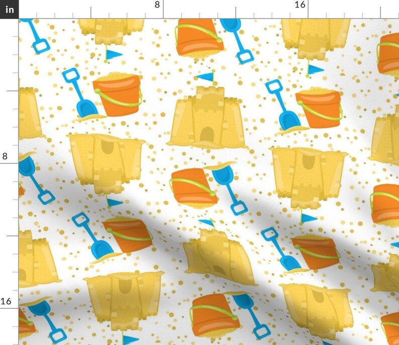 Sandcastle Fabric Summer Beach Fun 10 by Prettygrafik | Etsy