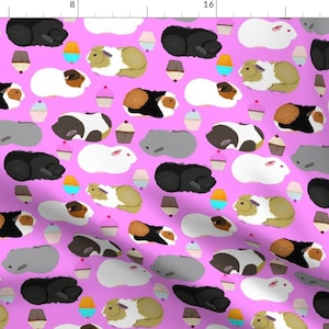 Guinea Pig Fabric - Guinea Pigs and Cupcakes by Emilyrosethomson ...