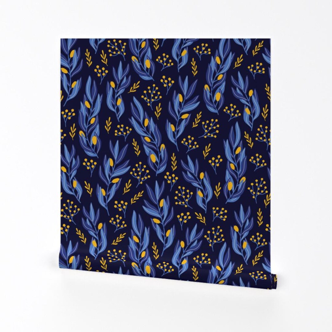 Blue Floral Wallpaper - Hanukkah Floral by Julia_dreams - Hanukkah ...