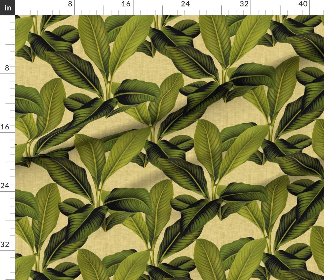 Palm Leaves Fabric Palm in Palm Trianon Cream by | Etsy