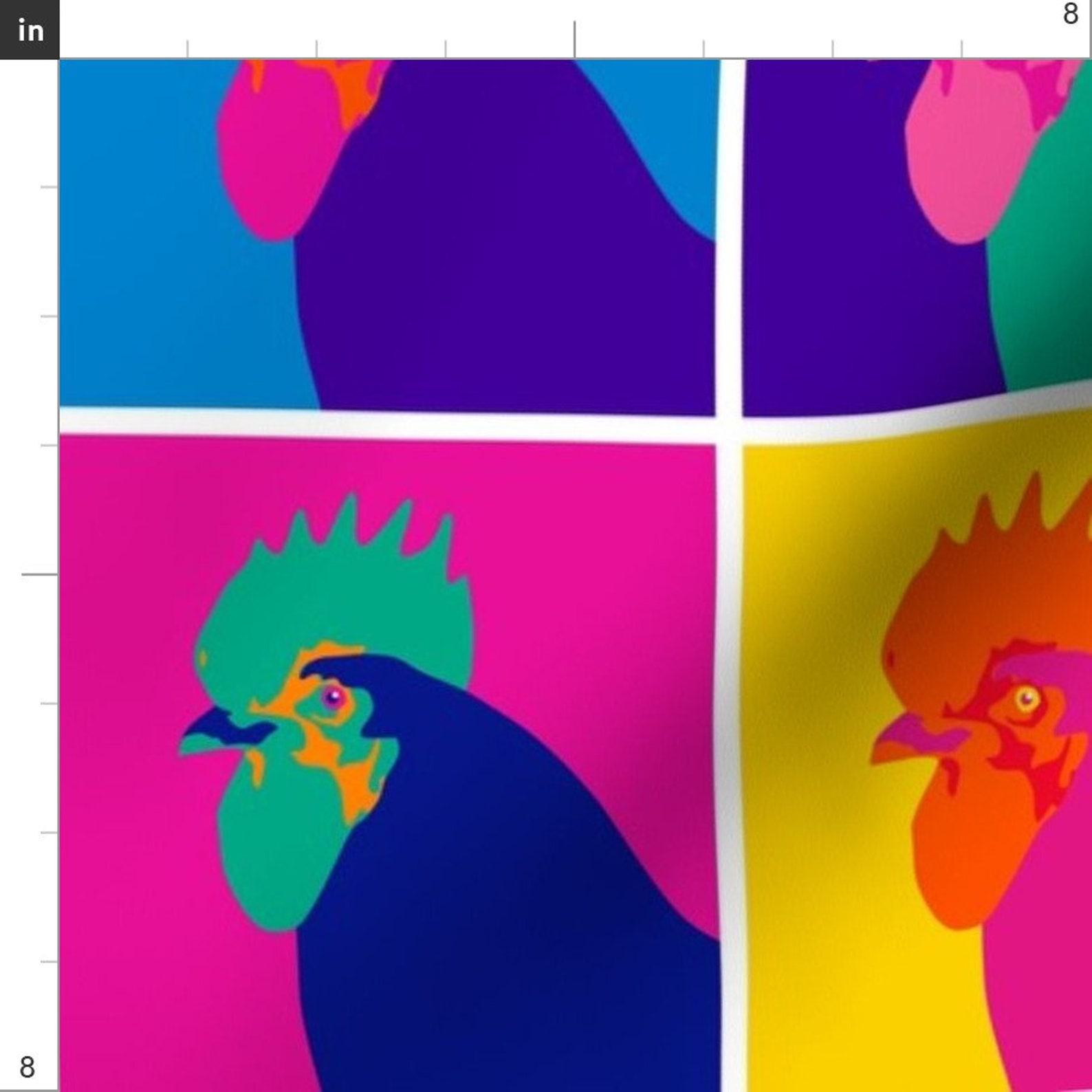 Chicken Fabric Pop Art Chicken Small by Mariafaithgarcia | Etsy