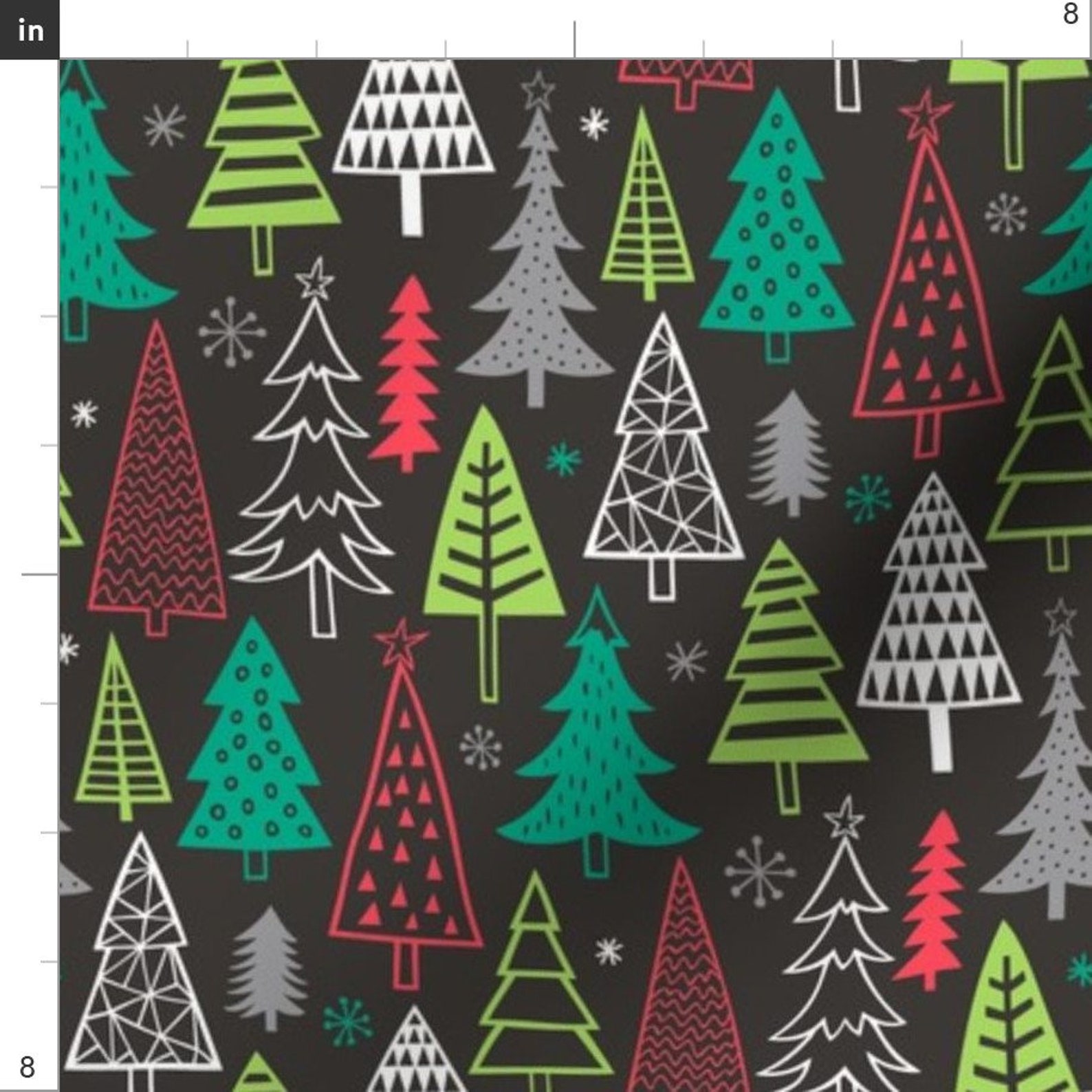 Christmas Fabric Christmas Forest Trees on Black by Caja - Etsy