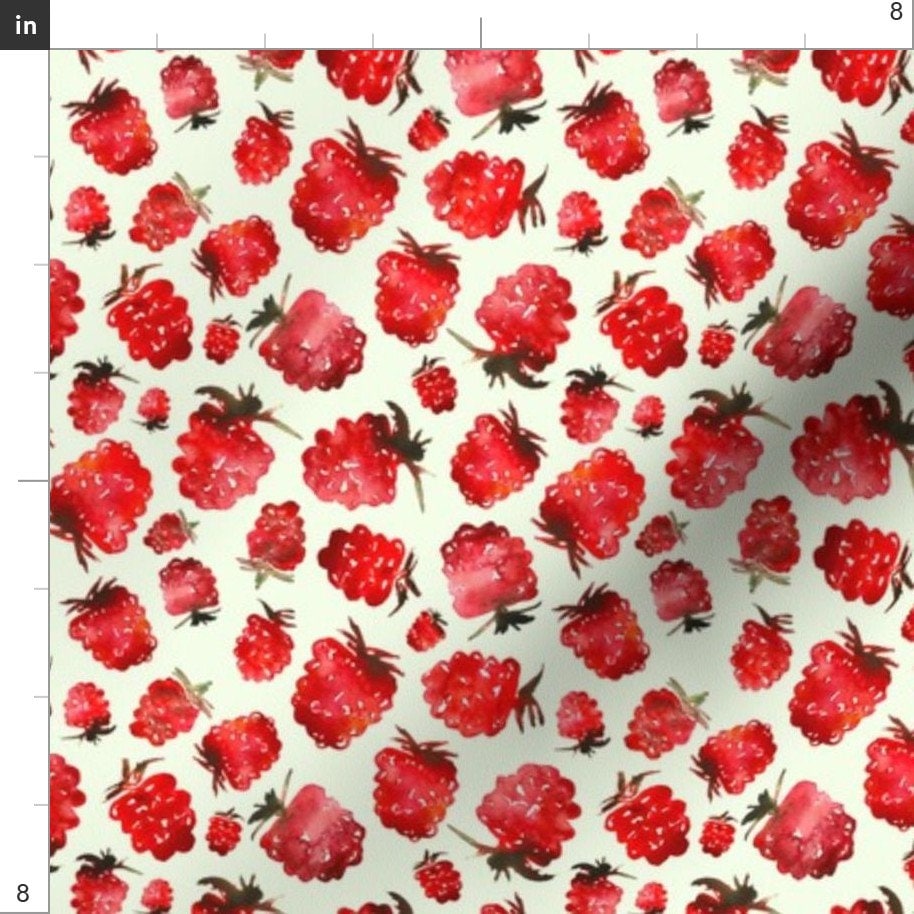 Watercolor Raspberry Fabric Watercolor Raspberries by | Etsy