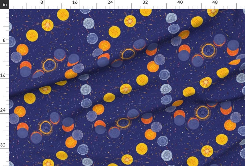 Solar Eclipse Fabric - Eclipse by Hootenannit - Solar Eclipse Celestial ...