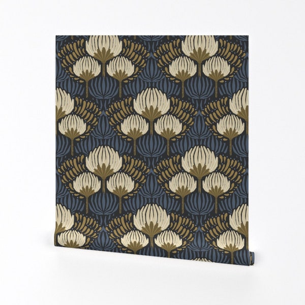 Peel and Stick Wallpaper Navy Gold - Etsy