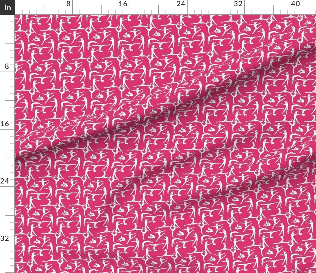 Tumbling Gymnastics Fabric Gymnasts on Magenta by | Etsy