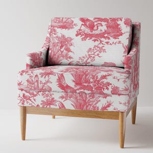 Magenta Toile Upholstery Fabric- Chinoiserie Toile by ...