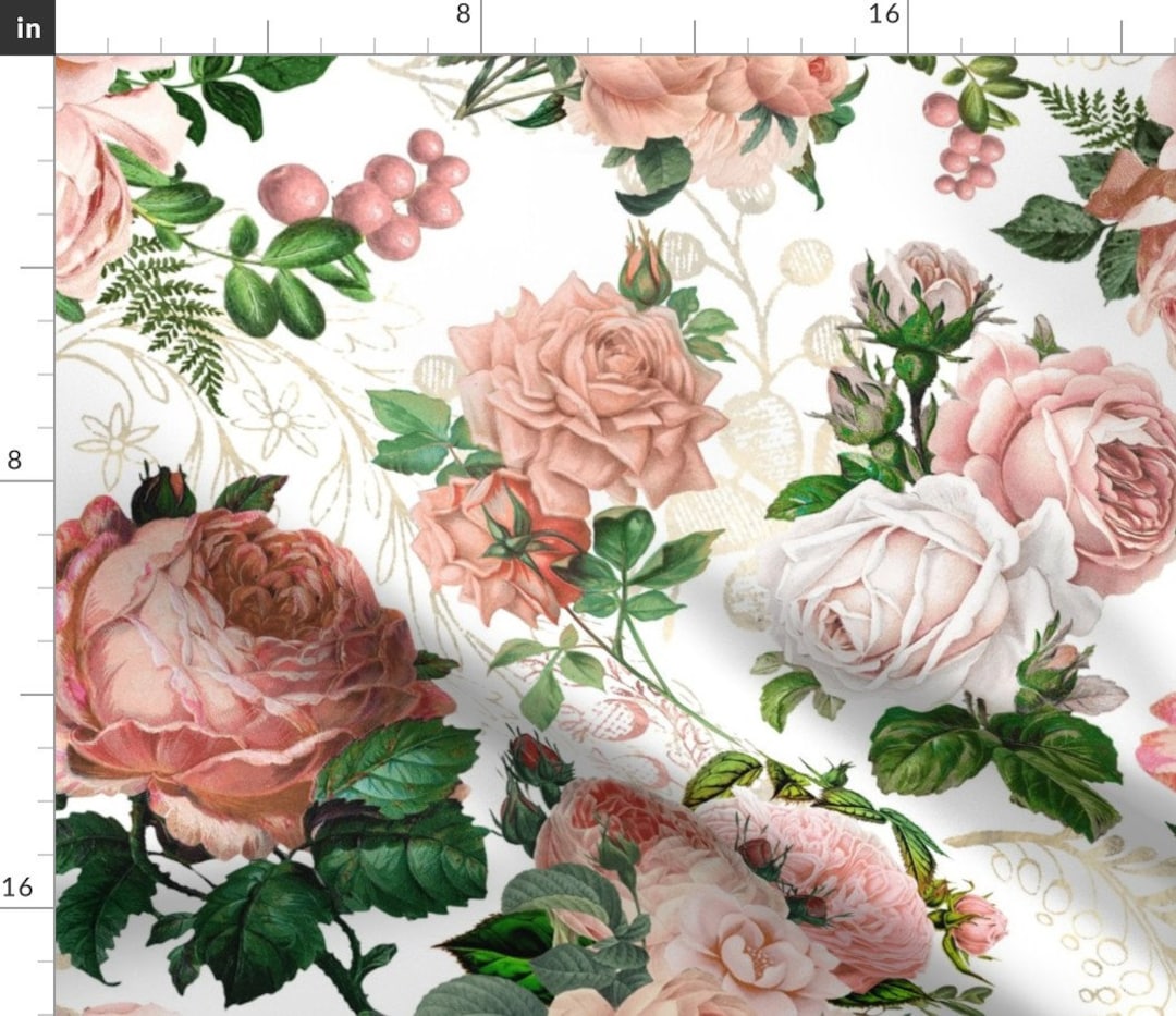 English Rose Fabric Small Vintage Roses by Utart Vintage Antique ...