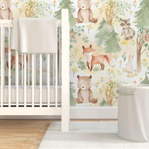 Animals Wallpaper - Woodland Baby Animals in Forest by Utart - Nursery ...